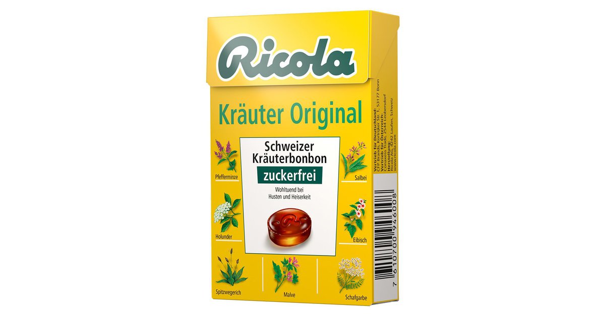 Ricola Ricola® Schweizer Kräuterbonbons Box Kräuter Original ohne Zucker