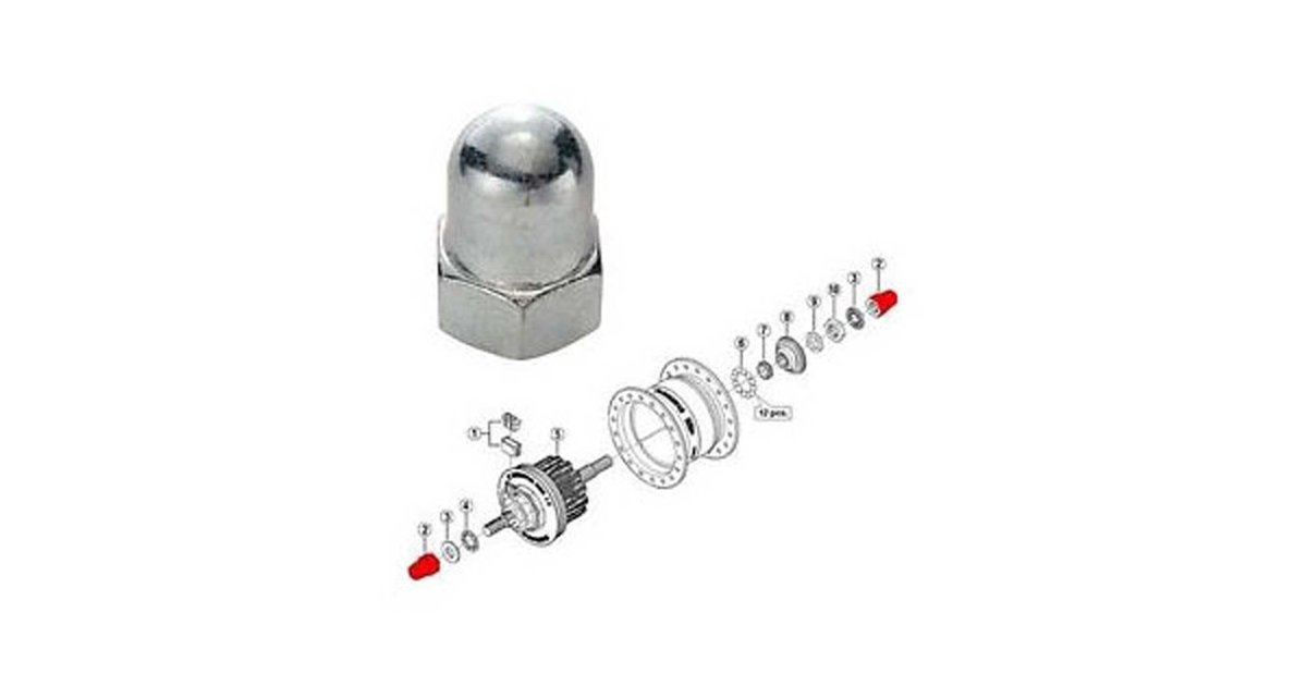 Shimano Nexus 8s M9 Rear Cap Nut Silber