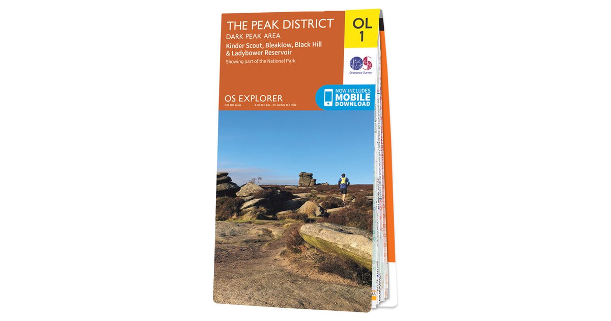 Ordnance Survey OL1 The Peak District - Dark Peak Area Map - Os Explorer