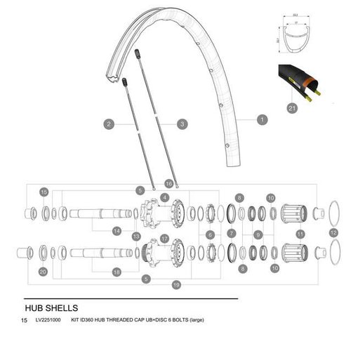 MAVIC Id360 Hub Threaded Cap Ub With 6b Disc Kit Schwarz
