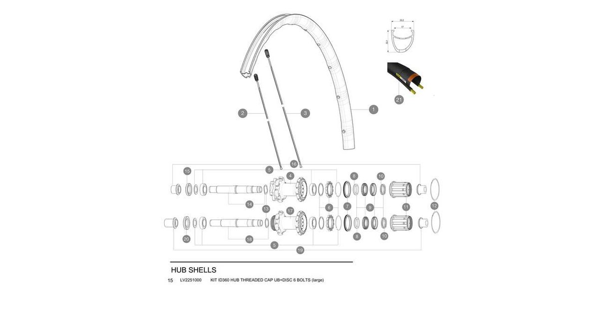 MAVIC Id360 Hub Threaded Cap Ub With 6b Disc Kit Schwarz