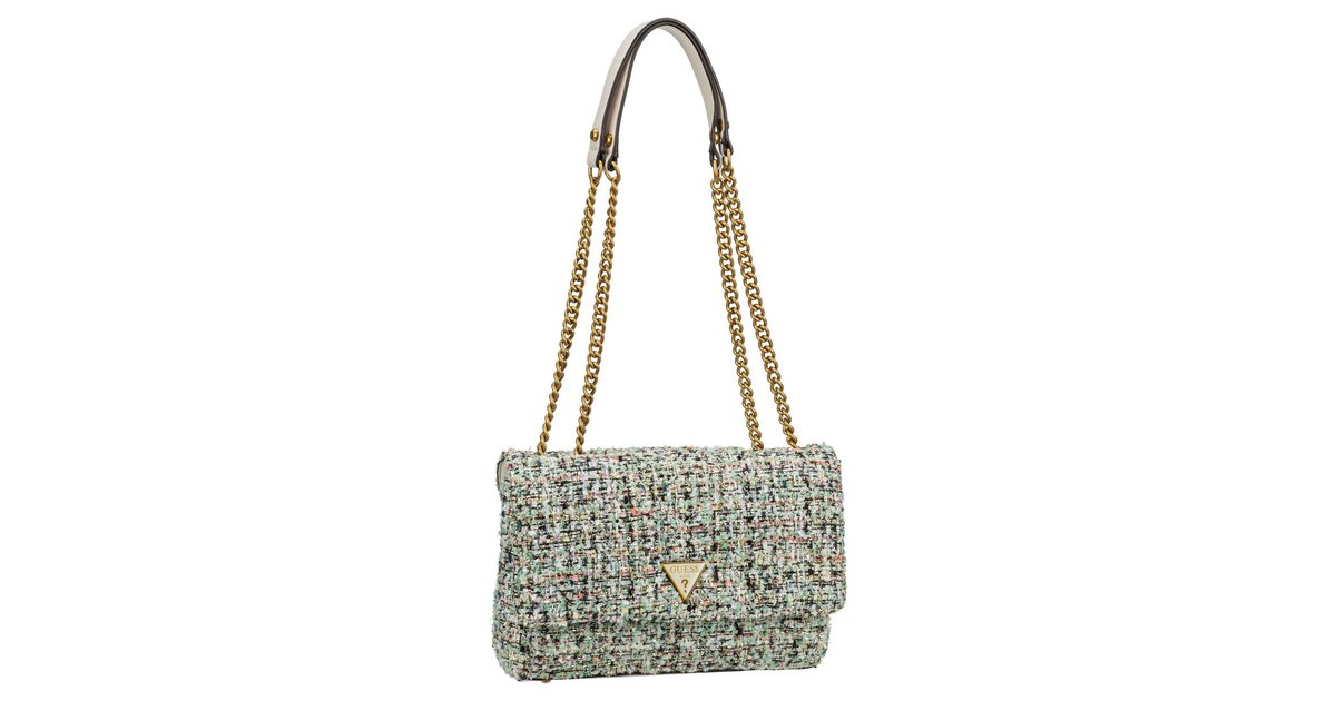 Guess Schultertasche Cessily Tweed Convertible XBody Flap II Gold Multi ...