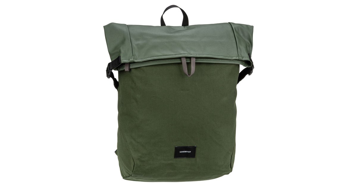 Sandqvist Alfred Rolltop Backpack in Oliv (15 Liter), Rolltop Rucksack