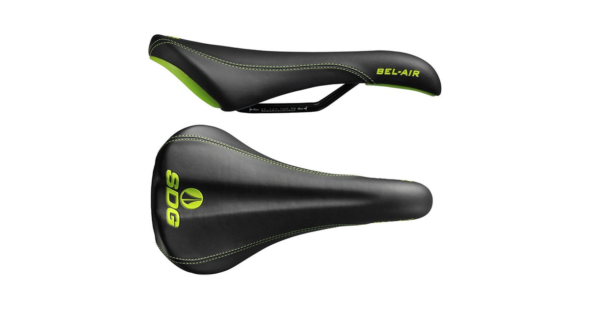 SDG Bel Air Steel Sattel - Schwarz - Grün} - 140mm Wide
