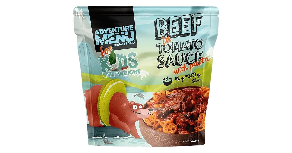 Adventure Menu Kinder Beef in Tomato Sauce mit Pasta