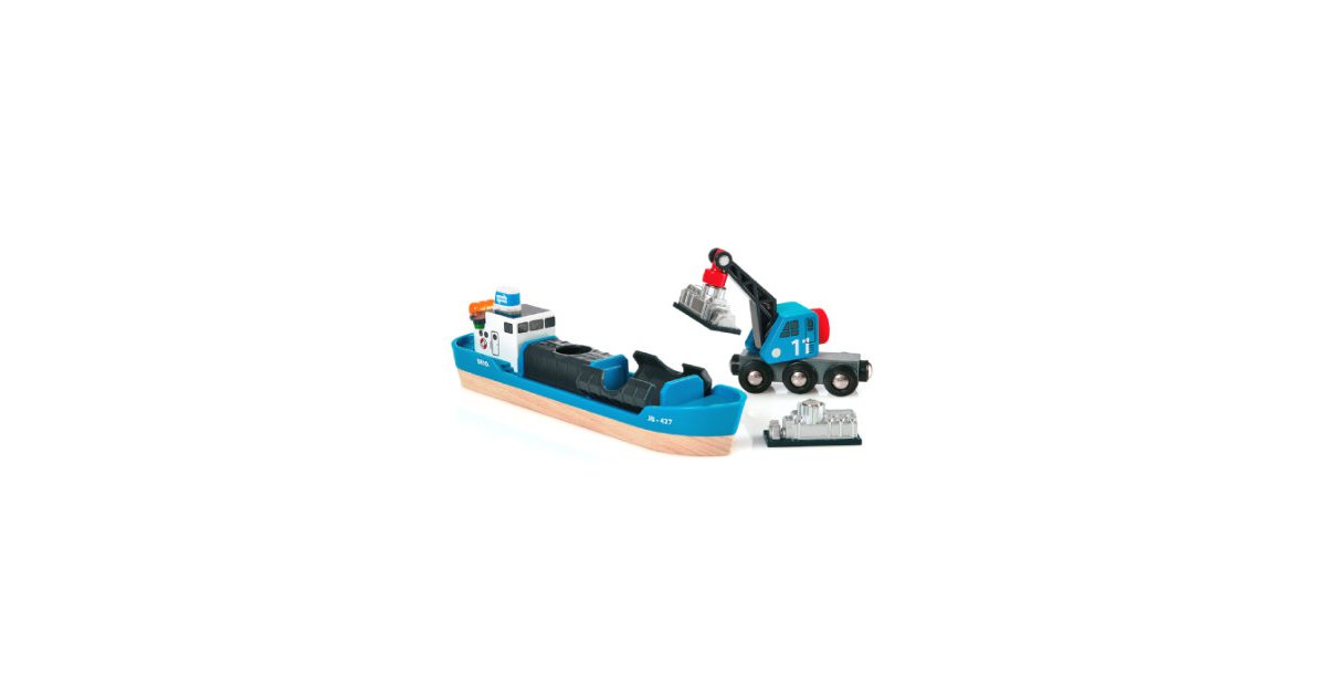 BRIO BRIO® WORLD Containerschiff mit Kranwagen 33534