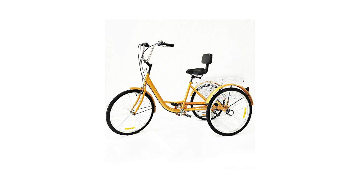 OUKANING 24 Zoll Dreirad für Erwachsene 6 Gänge Cruise Tricycle 3 Rad ...