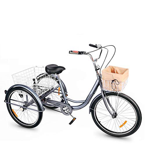Viribus Dreirad für Erwachsene Dreirad 24 Zoll Fahrrad mit Korb 3 Rad ...