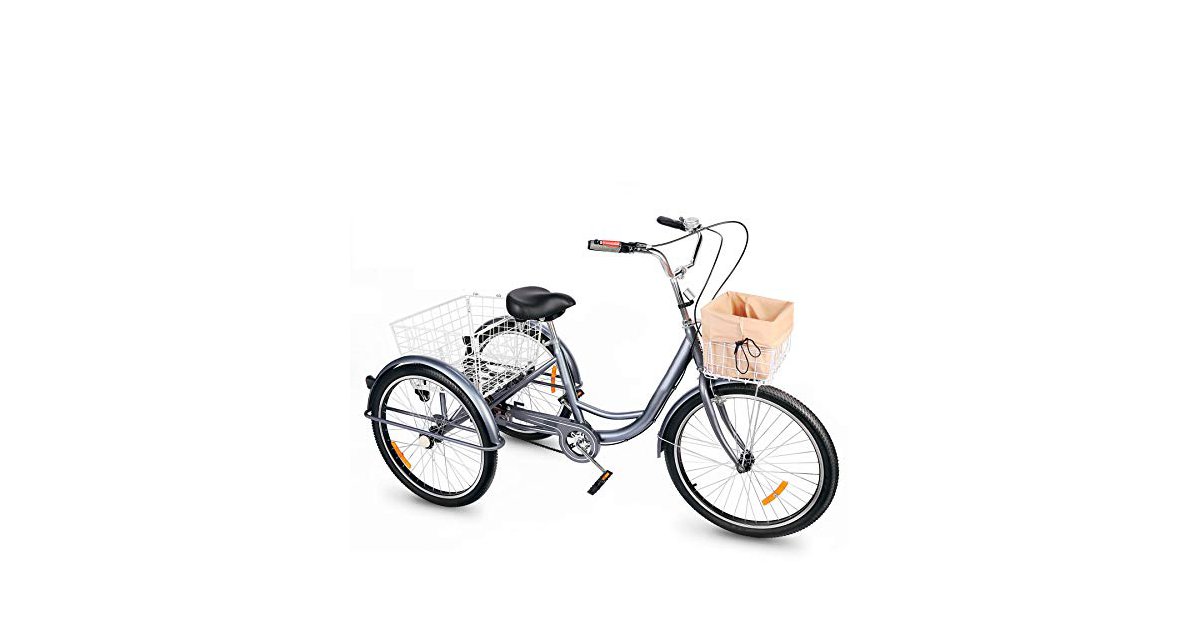 Viribus Dreirad für Erwachsene Dreirad 24 Zoll Fahrrad mit Korb 3 Rad ...