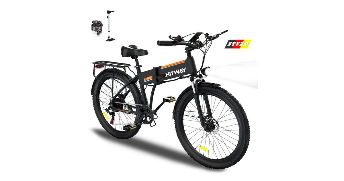 Hitway E-Bike 26", Klapprad 36V12Ah E-BIKE Max 35-90km Shimano 7Gang ...