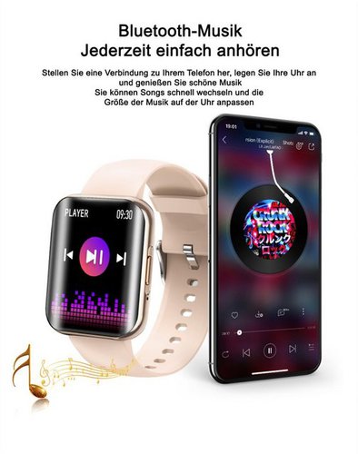 TPFNet SW23 mit Silikon Armband und Temperaturmessung Smartwatch ...