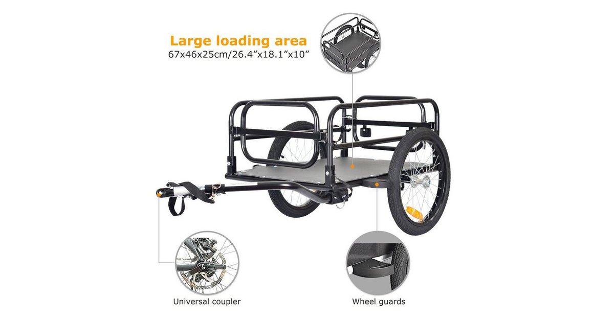 Tiggo Fahrradlastenanhänger Klappbar Fahrrad Lastenanhänger Fahrradanhänger 70 Liter, Aus ...